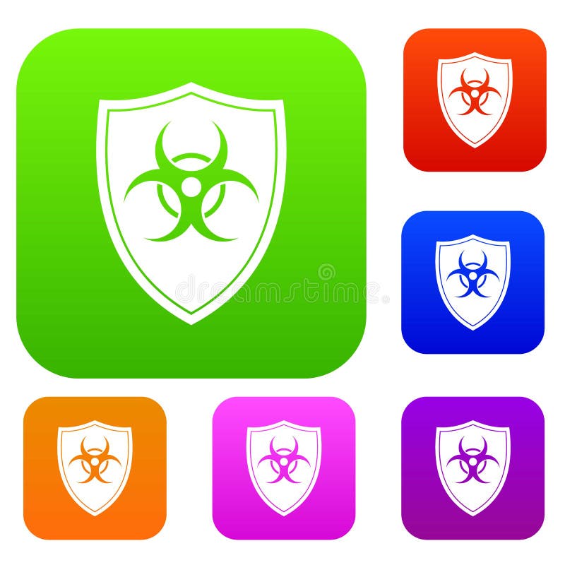 Shield with a Biohazard Sign Set Collection Stock Vector - Illustration ...
