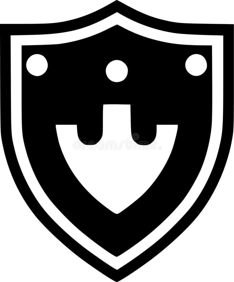 Shield - Black and White Vector Illustration Stock Illustration ...