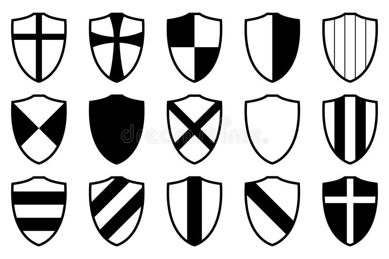 Shields Black White Line Drawing Stock Illustrations – 176 Shields ...
