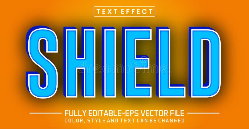 Shield Blue Font Text Effect Editable Stock Vector - Illustration of ...