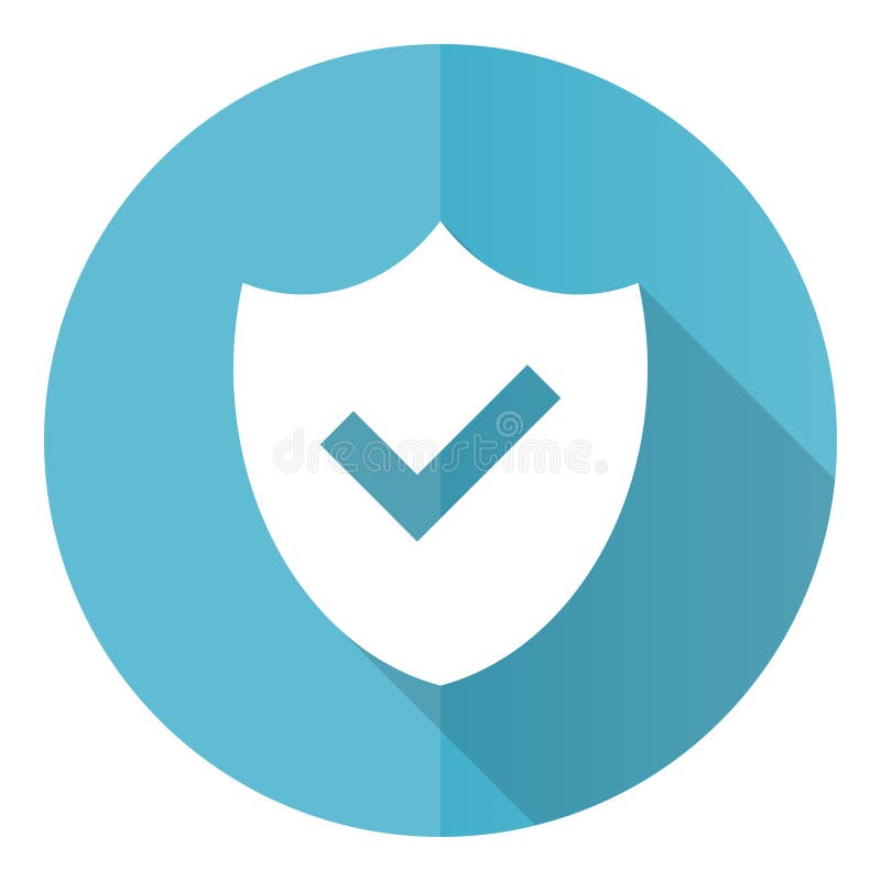 Shield Blue Round Flat Design Vector Icon Isolated on White Background ...