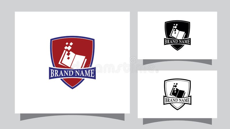 Shield and Book Logo Sign stock vector. Illustration of premium - 217518609