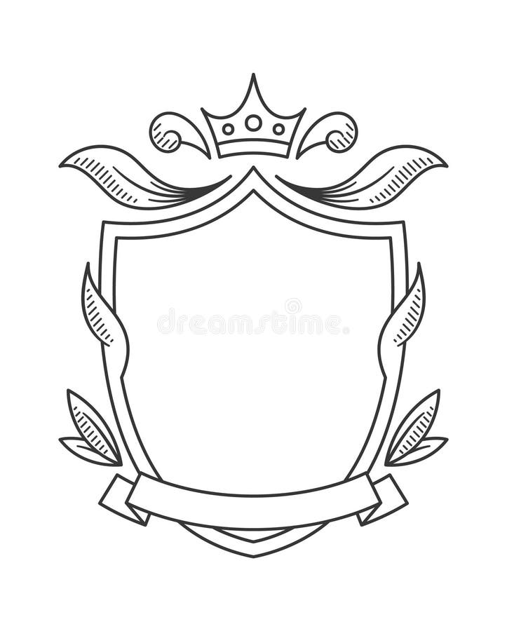 Shield Border Linear Design Element Stock Vector - Illustration of ...