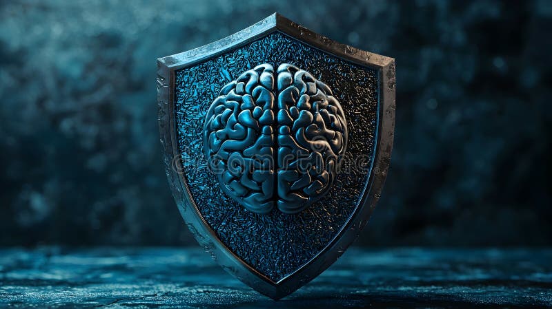 Shield with a Brain Design Symbolizing Protection and Intelligence ...