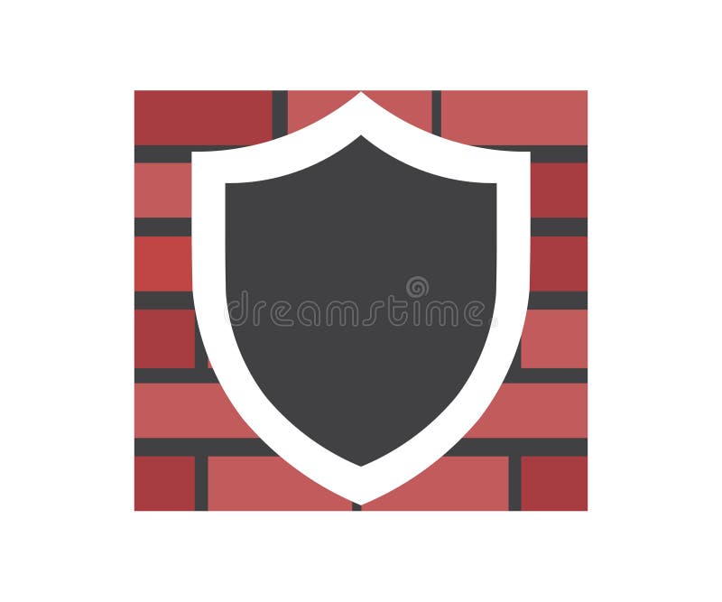 Shield with Brick Wall, Password Protection Logo Design. Data ...