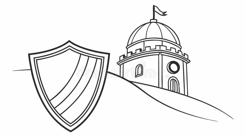 Shield with Building Silhouette Icon, Vector Design Generative AI Stock ...