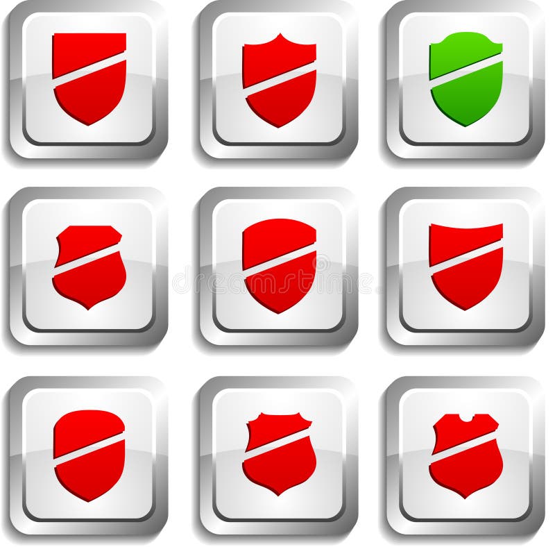 Shield buttons stock vector. Illustration of defense - 33438417