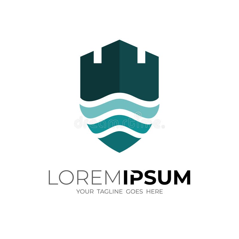 Shield and Castle Design Vector, Wave and Shield Logo Template Stock ...