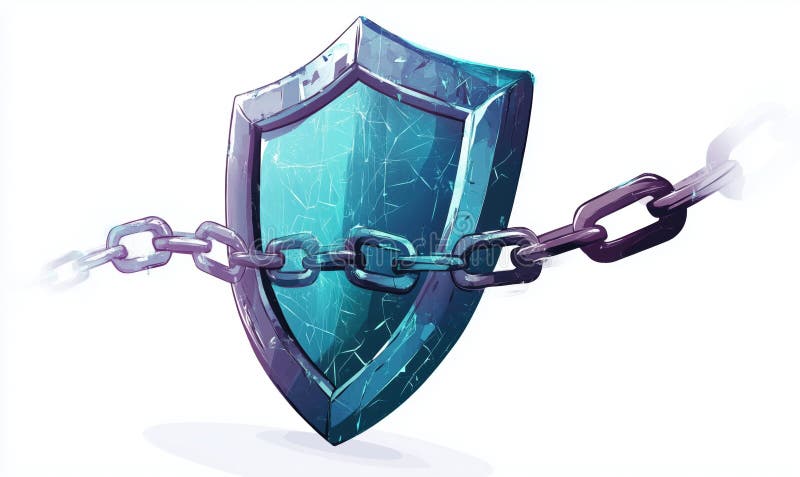 Shield with Chains, Symbolizing Protection and Security. Cracked ...