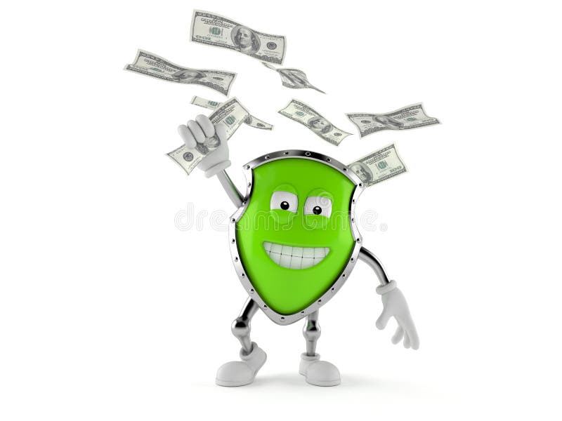 Shield Character Catching Money Stock Illustration - Illustration of ...
