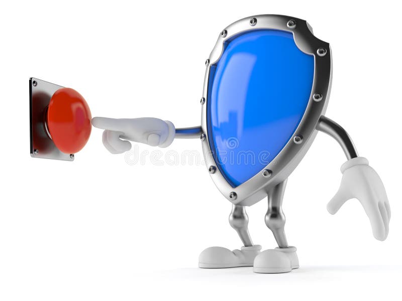 Shield with push button stock illustration. Illustration of control ...