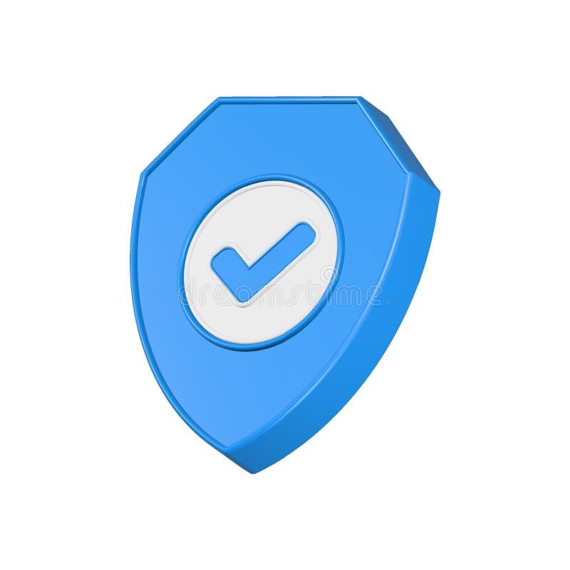 Shield Icon with Check Mark 3d Symbol Security Stock Illustration ...