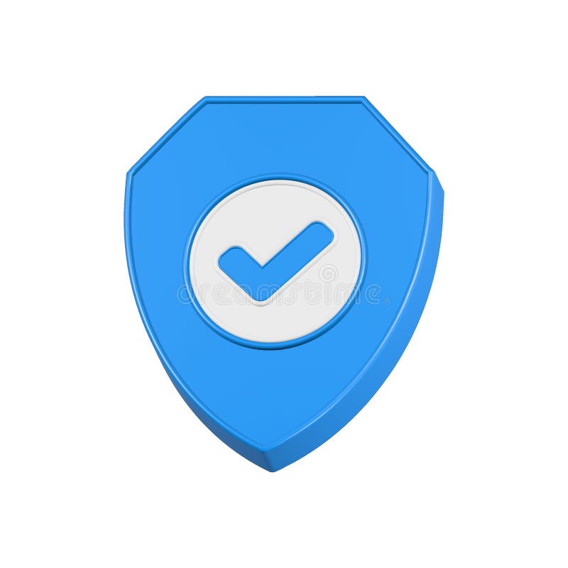 Shield Icon with Check Mark 3d Symbol Security Stock Illustration ...
