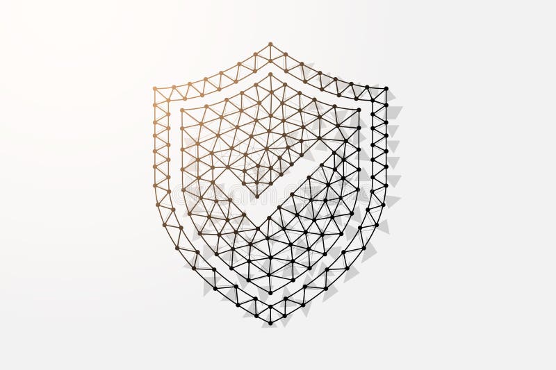Shield with Check Mark 3d Low Poly Symbol with Connected Dots ...