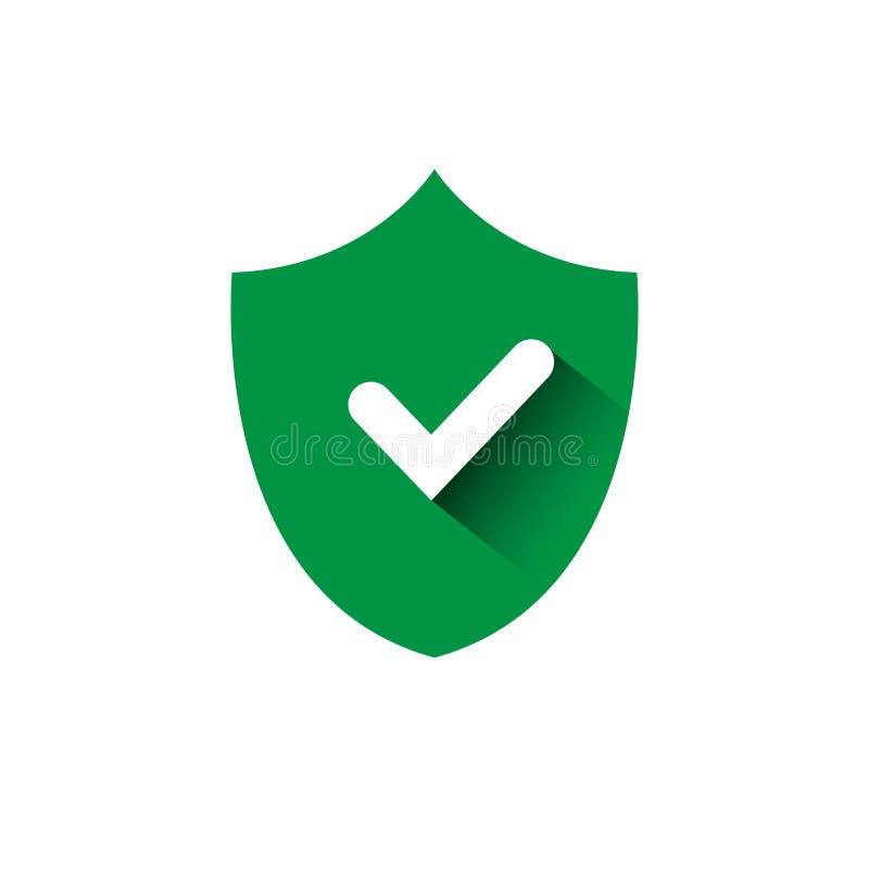 Shield with Check Mark Green Icon Protection and Security Stock Vector ...