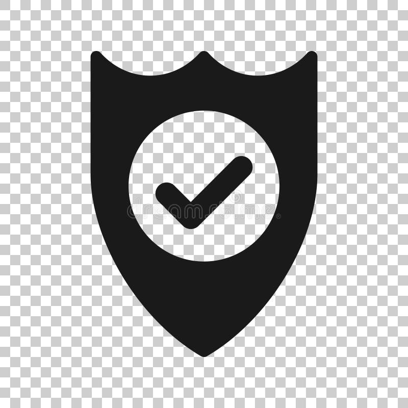 Shield with Check Mark Icon in Flat Style. Protect Vector Illustration ...