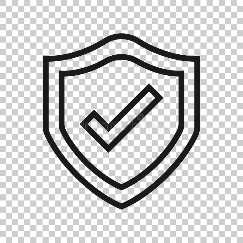 Shield with Check Mark Icon in Comic Style. Protect Cartoon Vector ...