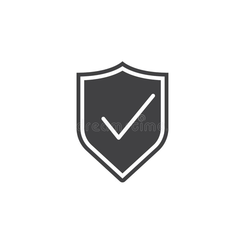 Shield with Check Mark Icon , Guard Solid Logo Illustratio Stock ...