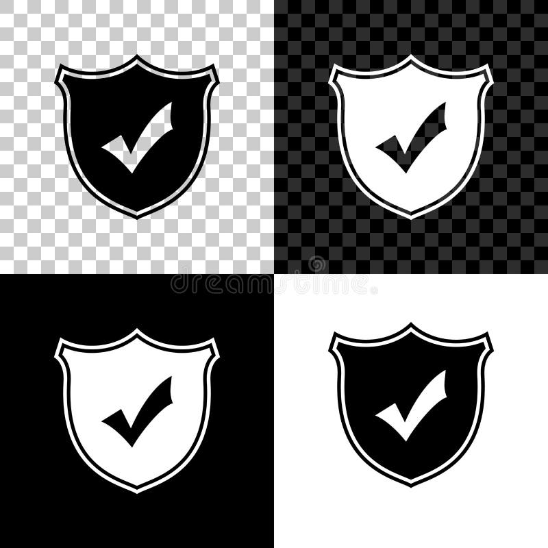 Shield with Check Mark Icon Isolated on Black, White and Transparent ...