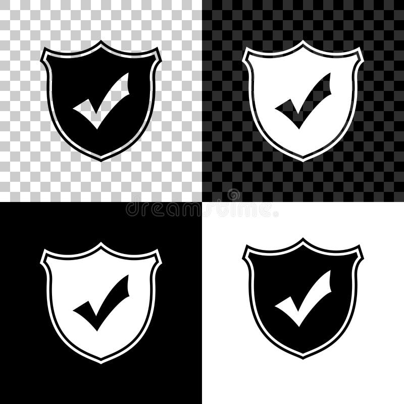 Shield with Check Mark Icon Isolated on Black, White and Transparent ...
