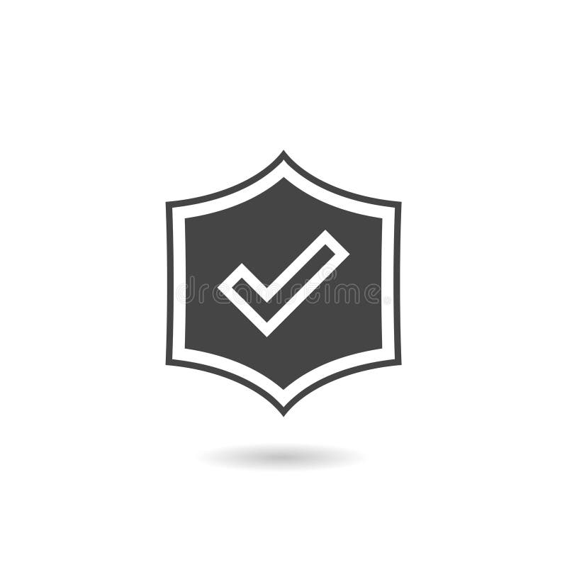 Shield with Check Mark Icon with Shadow Stock Vector - Illustration of ...