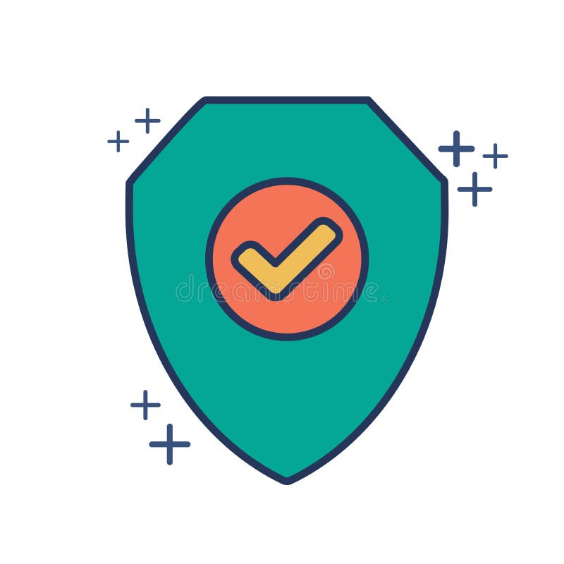 Shield Check Mark Icon Vector Illustration Glyph Style Design with ...