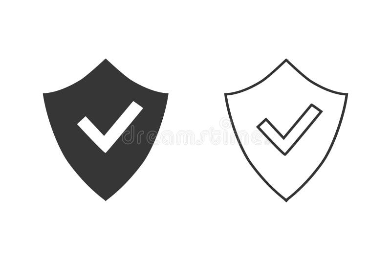 Shield and Check Mark Line Icon Set Vector Logo Template Stock Vector ...