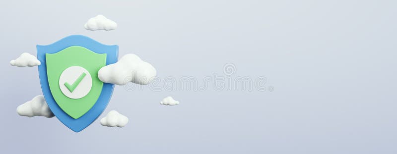 Shield with Check Mark in the Sky. Security Concept Stock Illustration ...