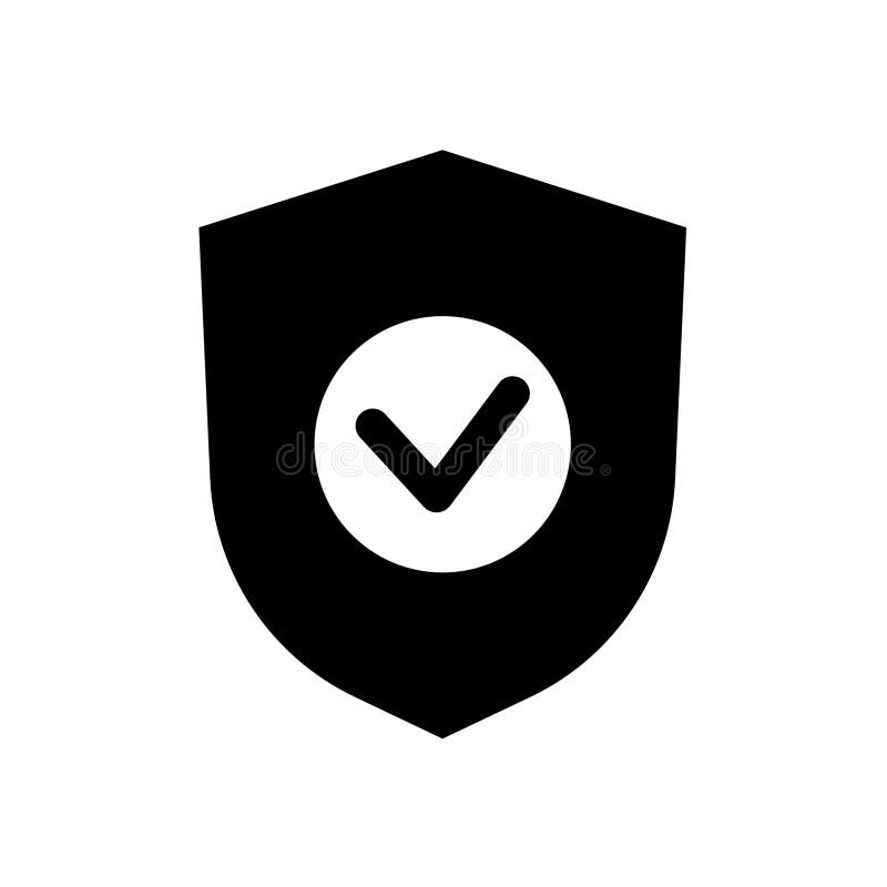 Shield with Check Sign, Protection- Vector Icon Stock Vector ...