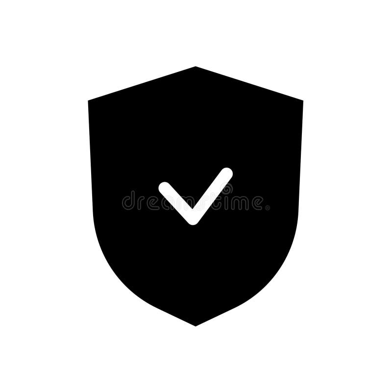 Shield with Check Sign, Protection- Vector Icon Stock Vector ...
