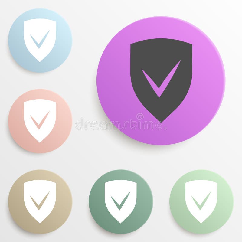 Shield and Checked Badge Color Set. Simple Glyph, Flat Vector of Web ...