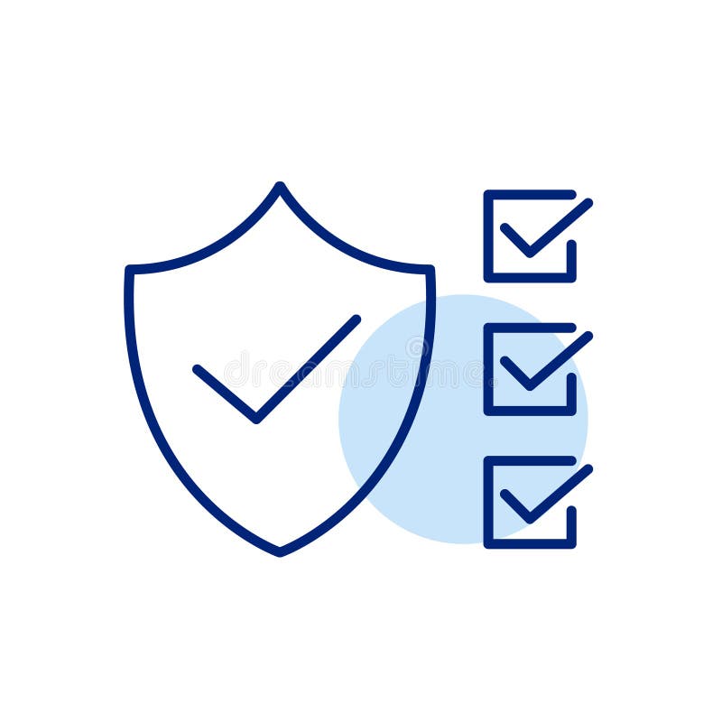 Shield with Checkmark and Checklist. Certified Protection, Adherence To ...