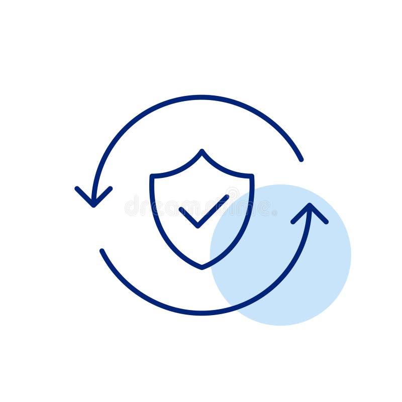 Shield with Checkmark in Renew Arrows. Ongoing Reliable Safety ...