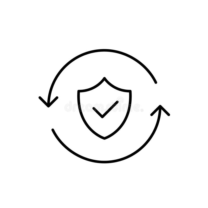 Shield with Checkmark in Renew Arrows. Ongoing Reliable Safety ...