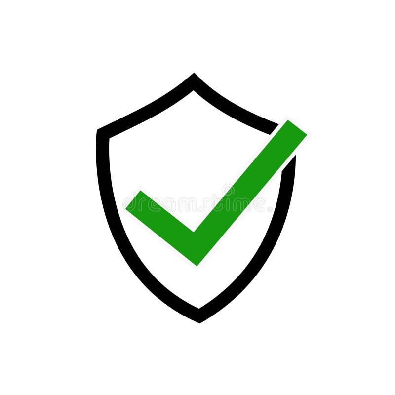 Shield with Checkmark Symbol for Download. Tick Shield Security Icon ...