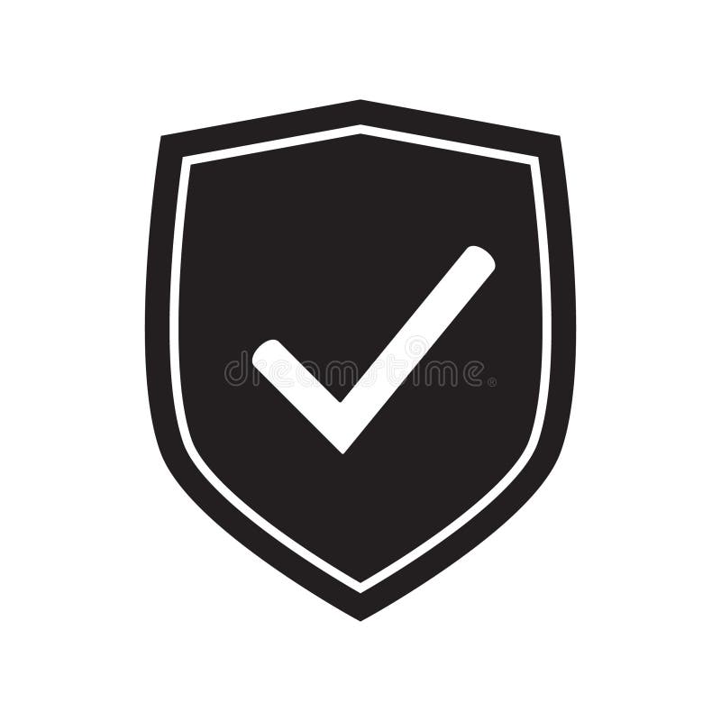 Shield with Checkmark Symbol for Download. Tick Shield Security Icon ...
