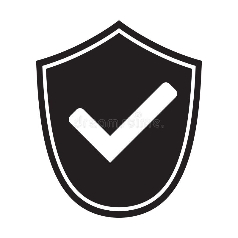 Shield with Checkmark Symbol for Download. Tick Shield Security Icon ...
