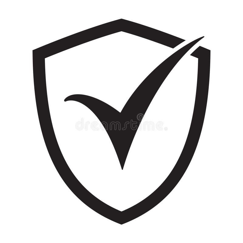 Shield with Checkmark Symbol for Download. Tick Shield Security Icon ...