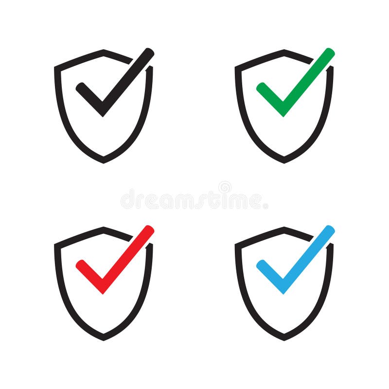 Shield With Checkmark Symbol. Tick Shield Security Icon. Vector Icon ...