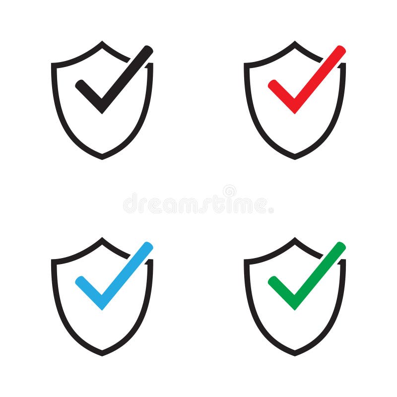 Shield with Checkmark Symbol for Download. Tick Shield Security Icon ...