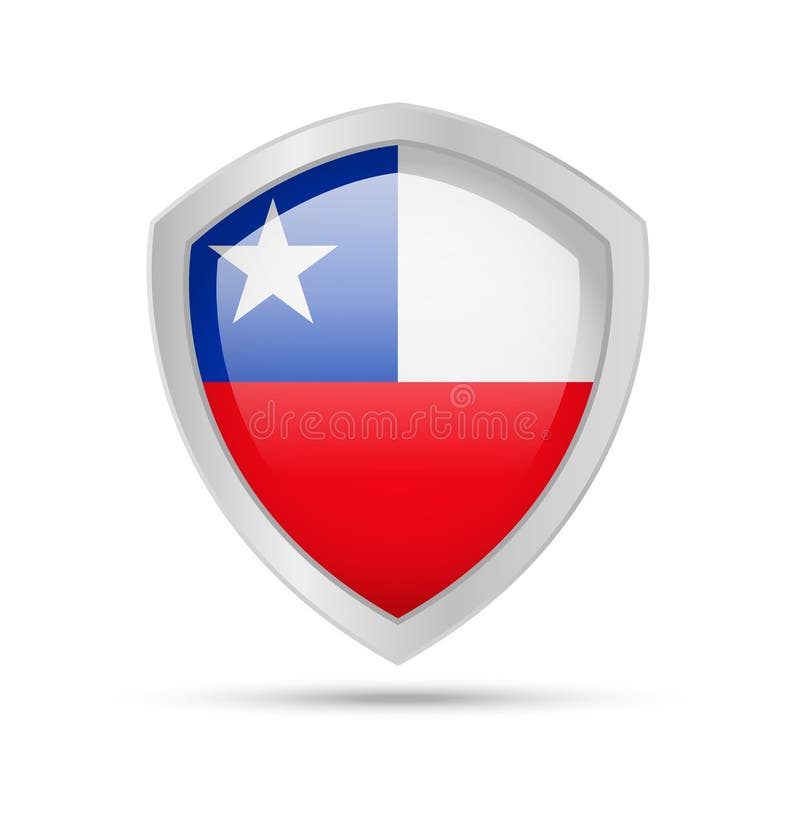 Chile Flag and Outline of the Country on a White Background. Stock ...