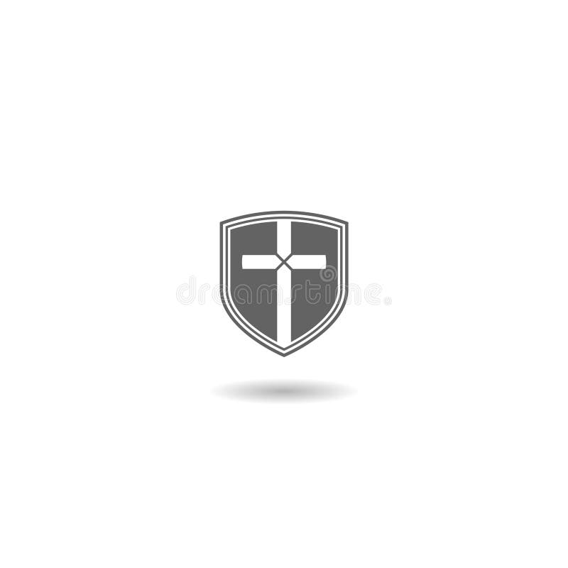 Shield with Christian Cross Icon with Shadow Stock Vector ...