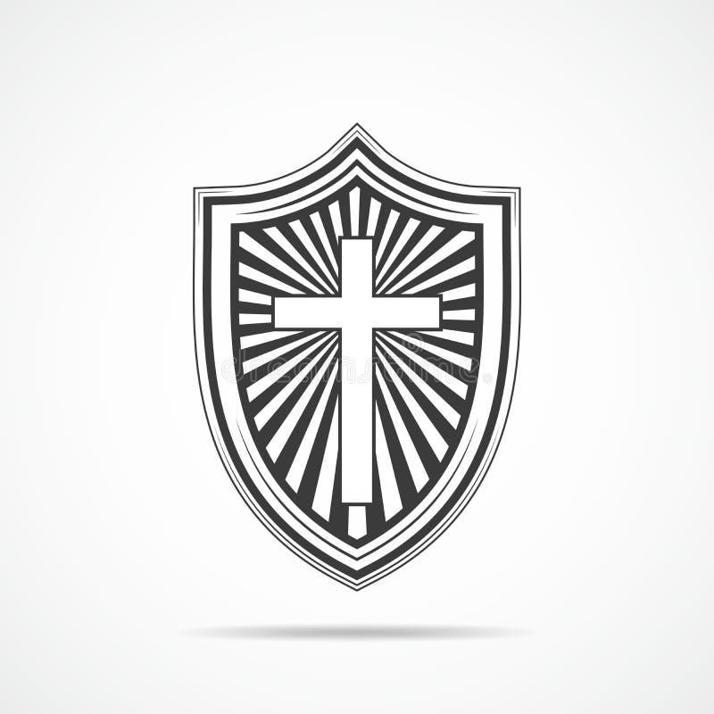 Shield with Christian Cross. Vector Illustration. Stock Illustration ...