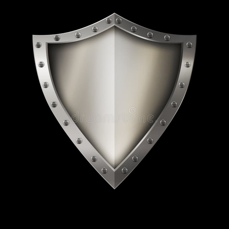 Shield with Chrome Riveted Border. Stock Illustration - Illustration of ...