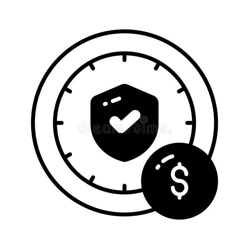 Shield with Clock, Protection Time, Warranty Period Icon Design ...