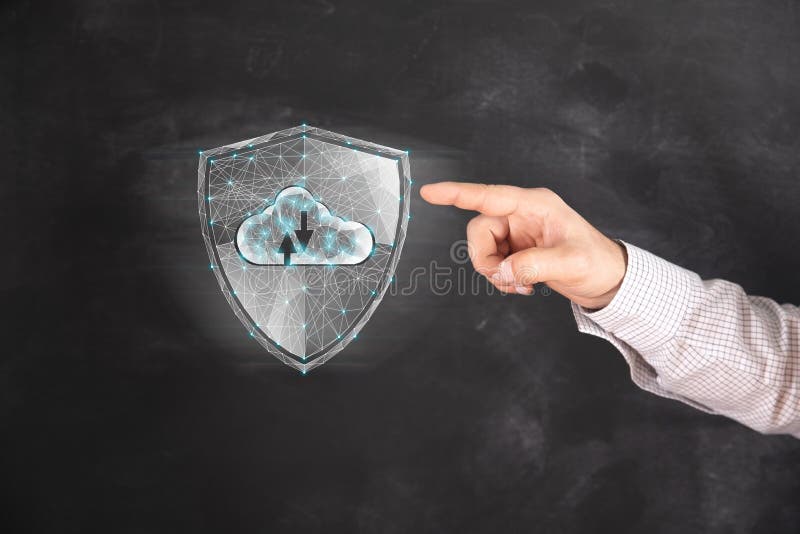 Shield and Cloud Storage from the Web. Cyber Security Concept Stock ...
