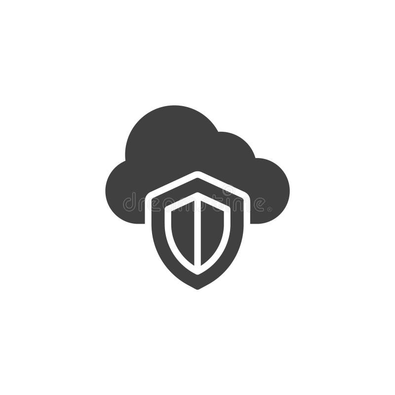 Shield with a Cloud Vector Icon Stock Vector - Illustration of simple, solid: 369436572
