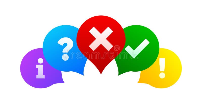 Shield Collection of Check Mark, Cross, Question Mark, Exclamation ...