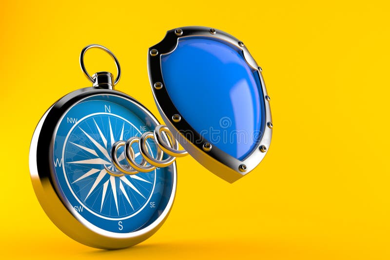 Shield Compass Solution Commitment Teamwork Together Black Logo Stock ...