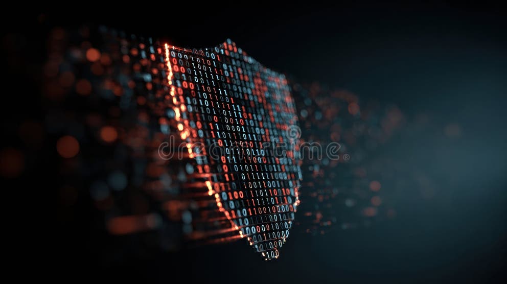 Shield Made of Binary Code Glows Over Login Field Illustrating Digital ...